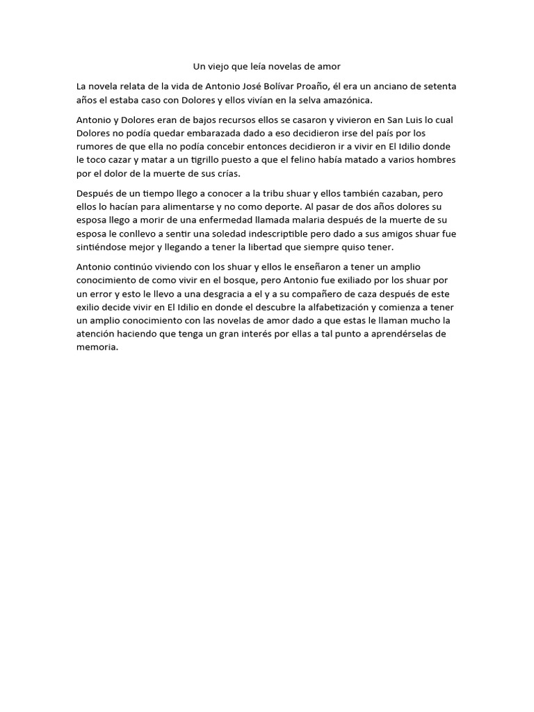 Un Viejo Que Leía Novelas de Amor | PDF