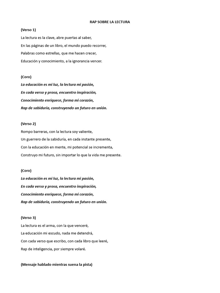 Rap Sobre La Lectura | PDF