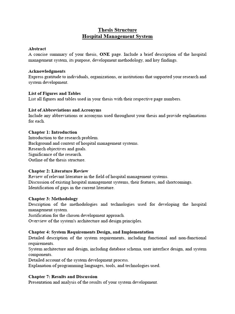 Thesis Structure-Hospital Management System | PDF | Methodology | Thesis