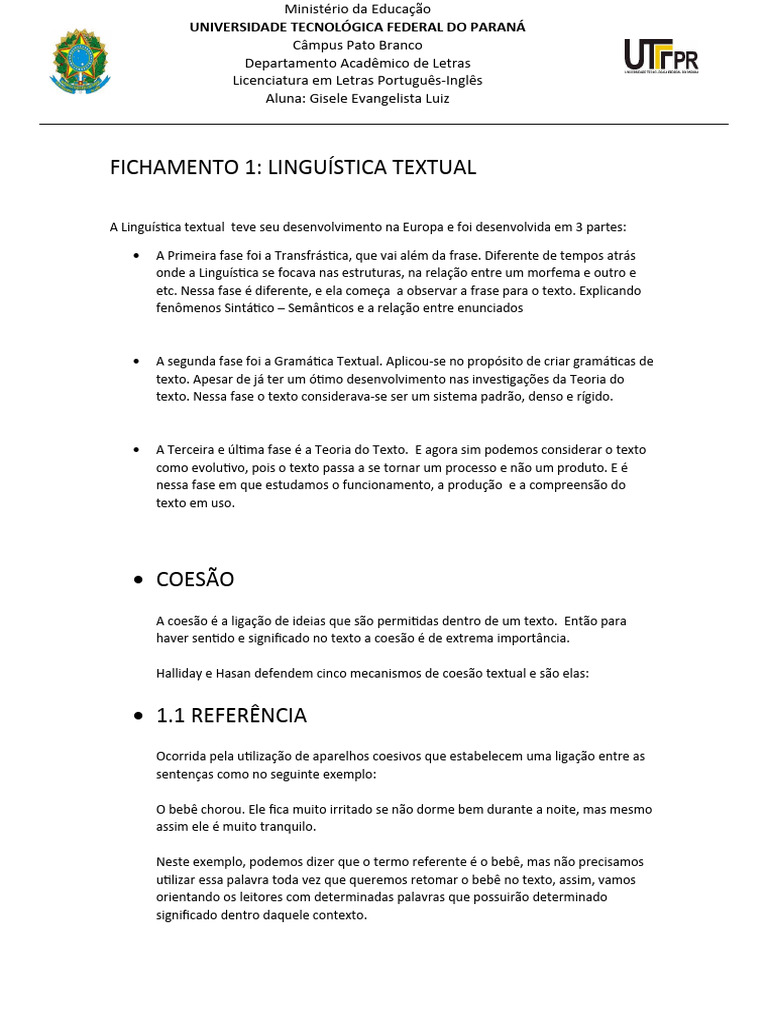 Fichamento 1 - Gisele | PDF | Palavra | Linguística Fichamento 1 - Gisele | PDF | Palavra | Linguística