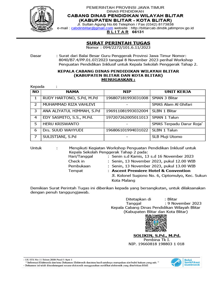 2023-2270-SPT WORKSHOP PENGUATAN PENDIDIKAN INKLUSIF UNTUK SEKOLAH PENGGERAK TAHAP 2 - Sign | PDF