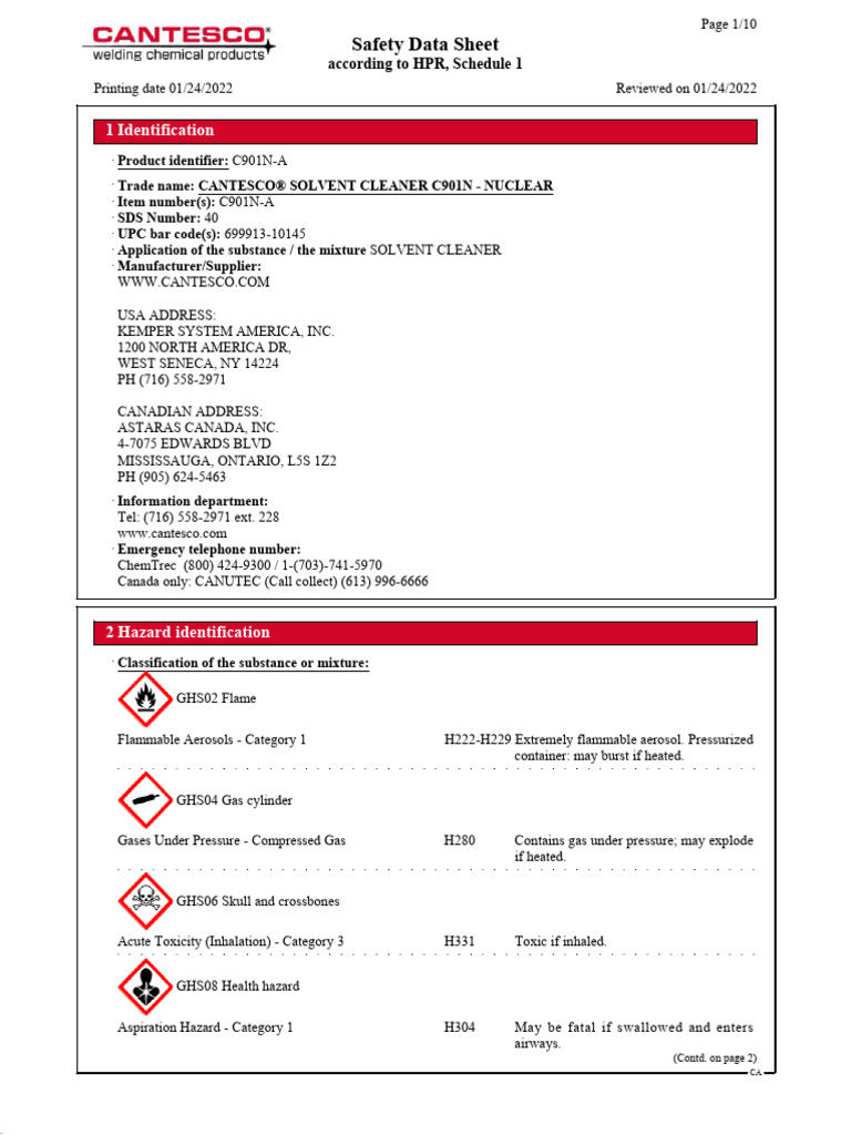 Cantesco Solvent Cleaner c901n Nuclear en | PDF | Materials | Chemistry