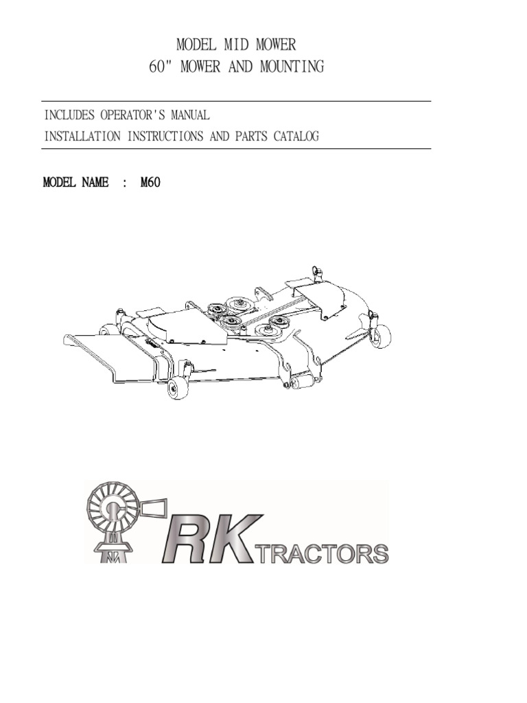 M60 Mid Mower Operator's Manual | PDF | Tractor | Mower