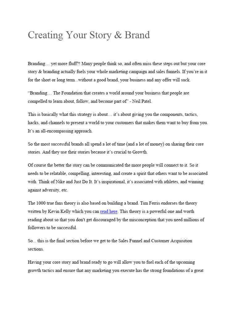 Build Your Brand: Story & USP Guide | PDF | Brand | Thought