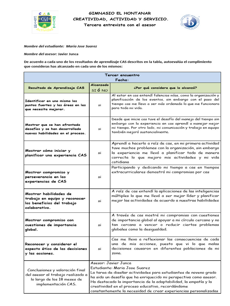 Tercera Entrevista Con El Asesor | PDF | Creatividad | Aprendizaje