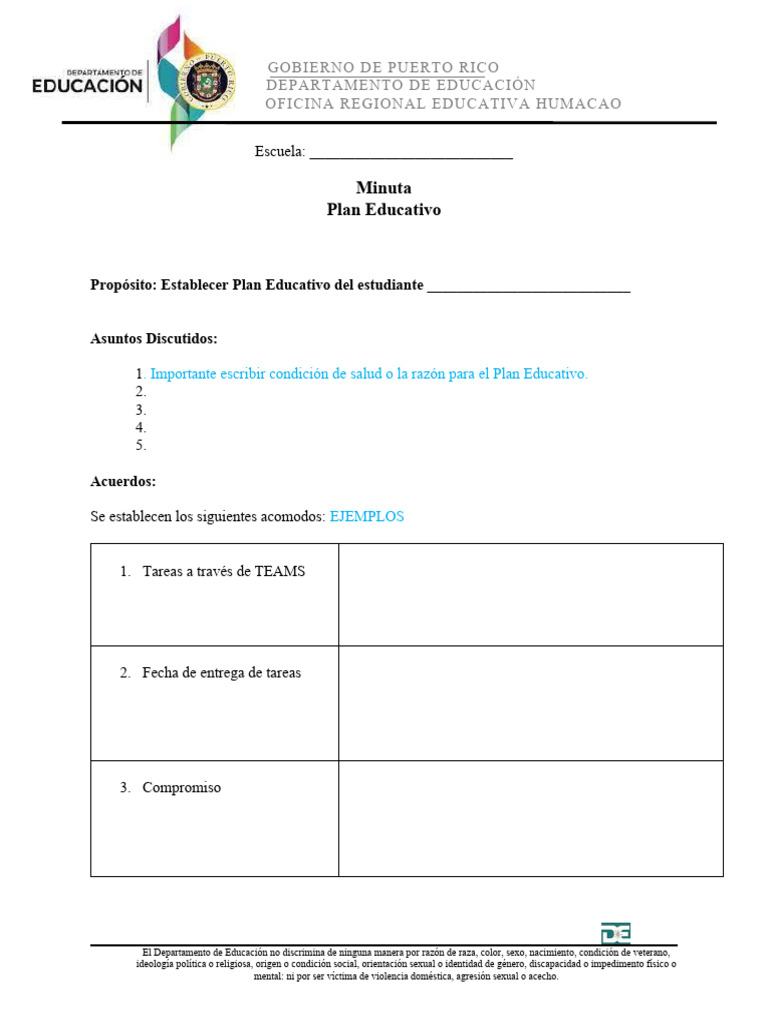 Ejemplo de Minuta Plan Educativo | PDF | Invalidez | Violencia