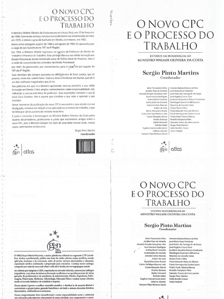 O Novo CPC e o Processo Do Trabalho (Sergio Pinto Martins) (2016) | PDF