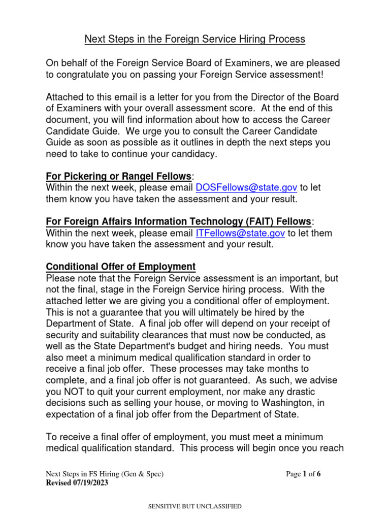 Foreign Service Hiring Steps | PDF | United States Foreign Service ...