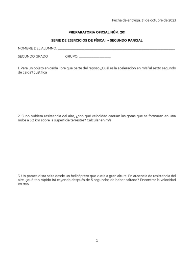 Fis1 Ejercicios Mru-Mrua 31oct23 - g2 | PDF | Velocidad | Avión