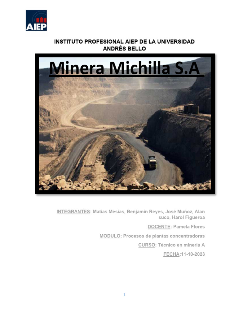 Proceso Productivo de Minera Michilla | PDF | Minería | Cobre