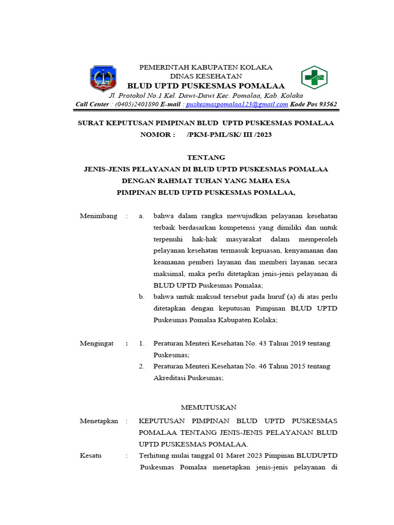 SK Jenis-Jenis Pelayanan | PDF | Sains & Matematika