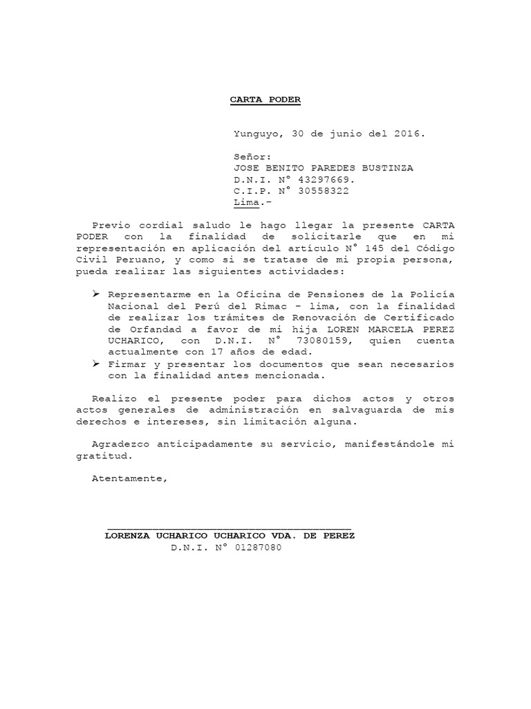 Carta Poder Trabajo Pdf