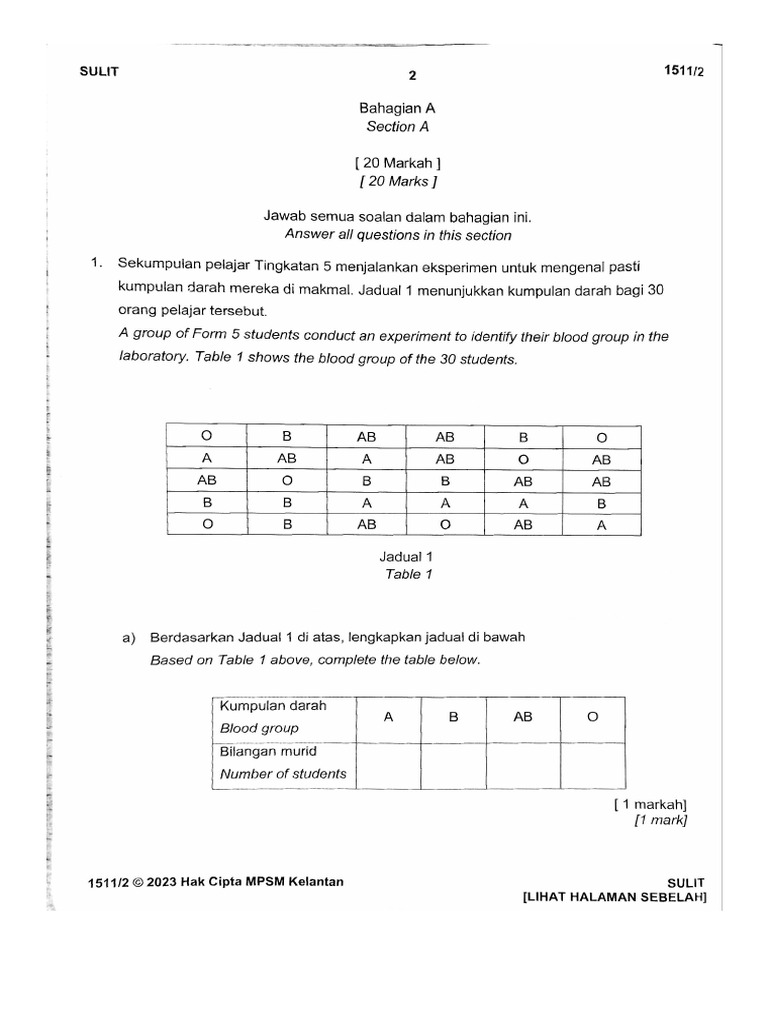 Soalan Percubaan Sains SPM 2023 Kelantan (Kertas 2) | PDF Soalan Percubaan Sains SPM 2023 Kelantan (Kertas 2) | PDF