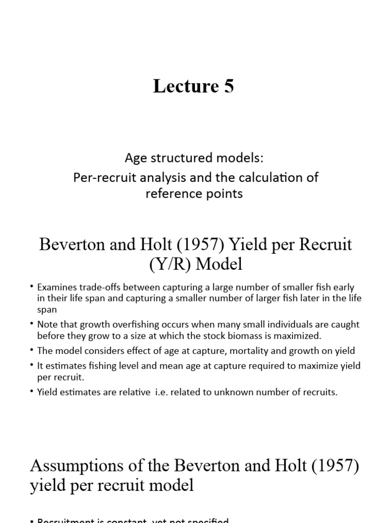 Lecture 5 Fish Population Dynamics Stock Assessment and Ecosystems ...