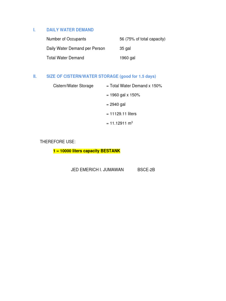 Water Demand Sample | PDF