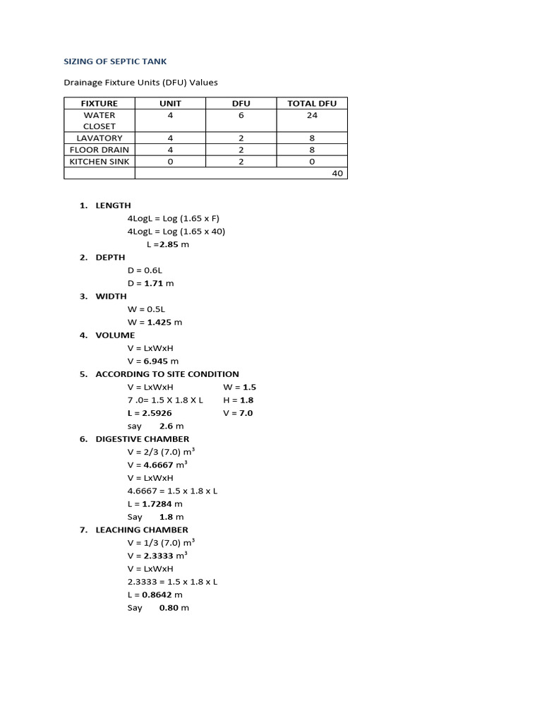 Determining Size of Septic Tank Sample | Download Free PDF | Toilet ...