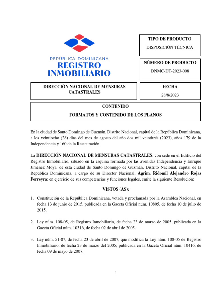 DNMC DT 2023 008 Formatos y Contenido de Los Planos | PDF | Condominio ...