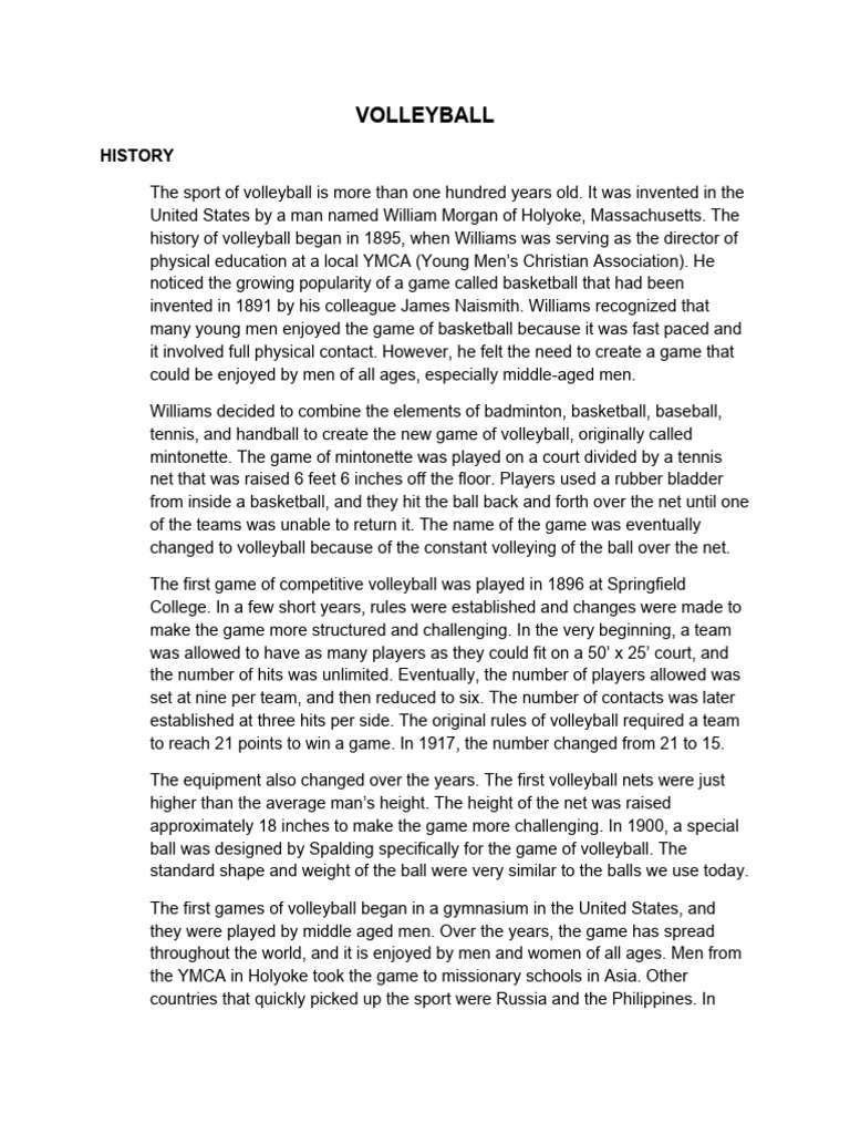 Brief Summary of Volleyball | PDF | Volleyball | Athletic Sports
