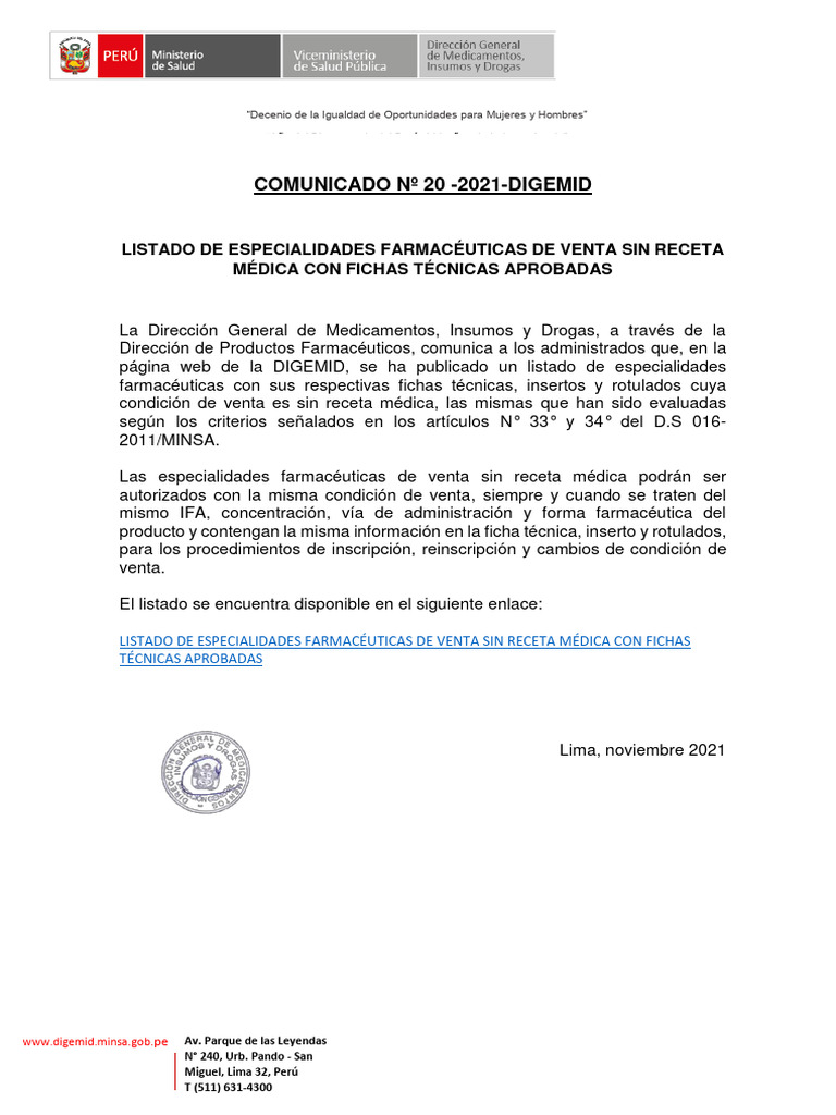 Comunicado 20 2021 | PDF