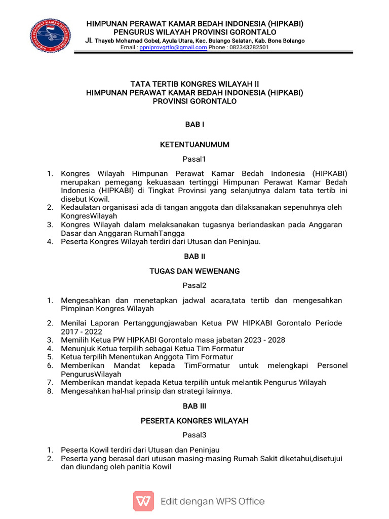 Tata Tertib Kowil Hipkabi 2023 | PDF