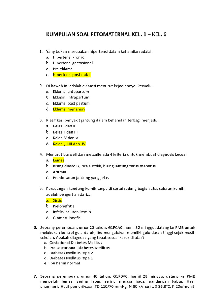 Kumpulan Soal Feto Kel 1 - Kel 6 | PDF