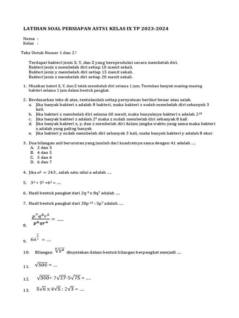 Soal ASTS Kelas 9 TP 2023-2024 | PDF | Metode & Bahan Ajar