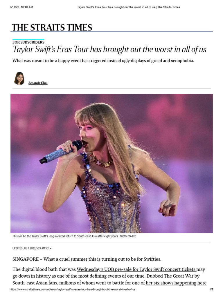 Taylor Swift's Eras Tour Has Brought Out The Worst in All of Us - The ...