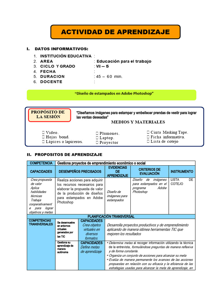 3 MODELO SESION DE APRENDIZAJE Empatizar CORREGIDO | PDF | Aprendizaje | Evaluación