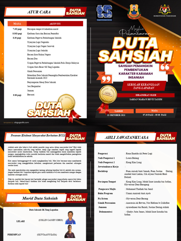 Template Buku Program Percuma Duta Sahsiah Bi-Fold (Cikgugrafik) | PDF
