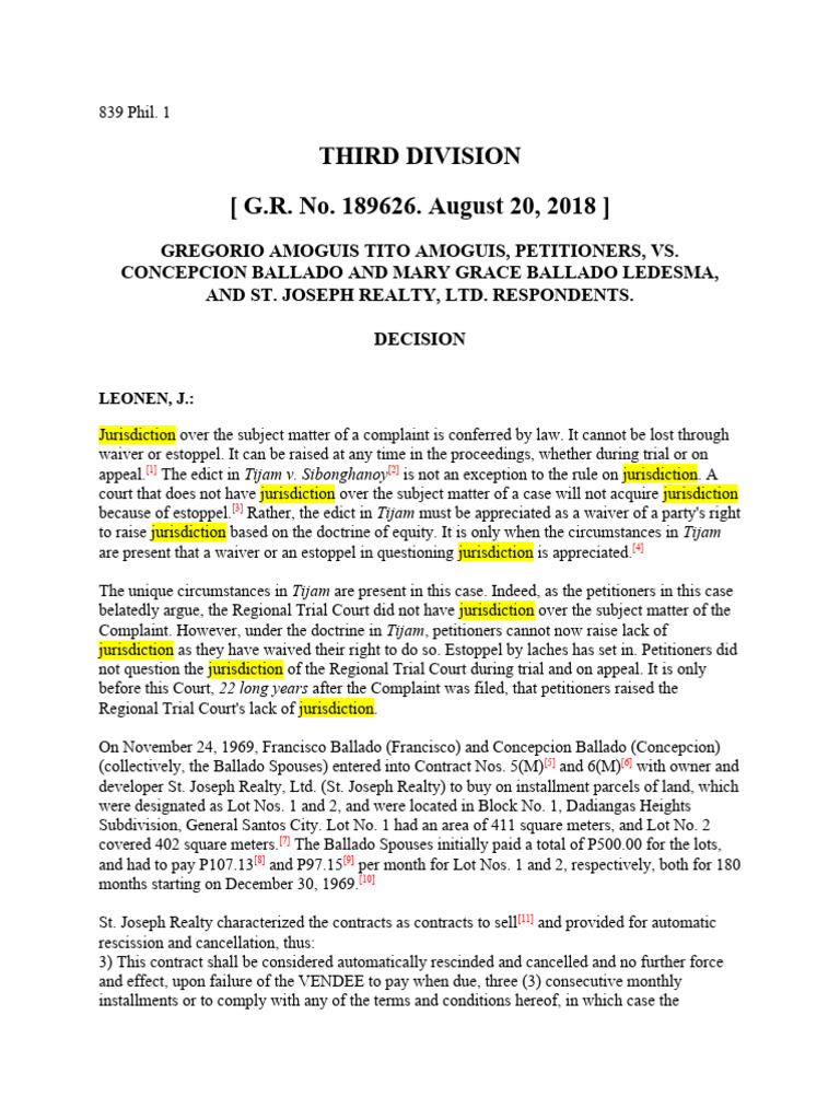 Amoguis vs Ballado | PDF | Laches (Equity) | Testimony