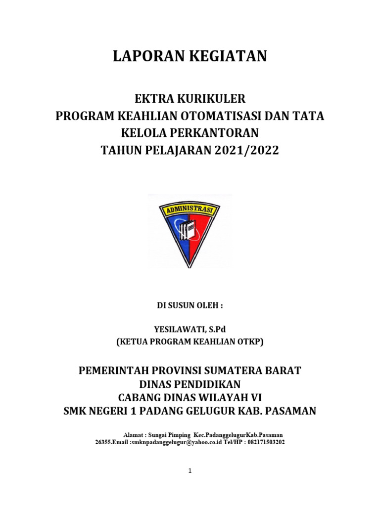 Laporan Kegiatan Ekstrakurikuler Otkp | PDF