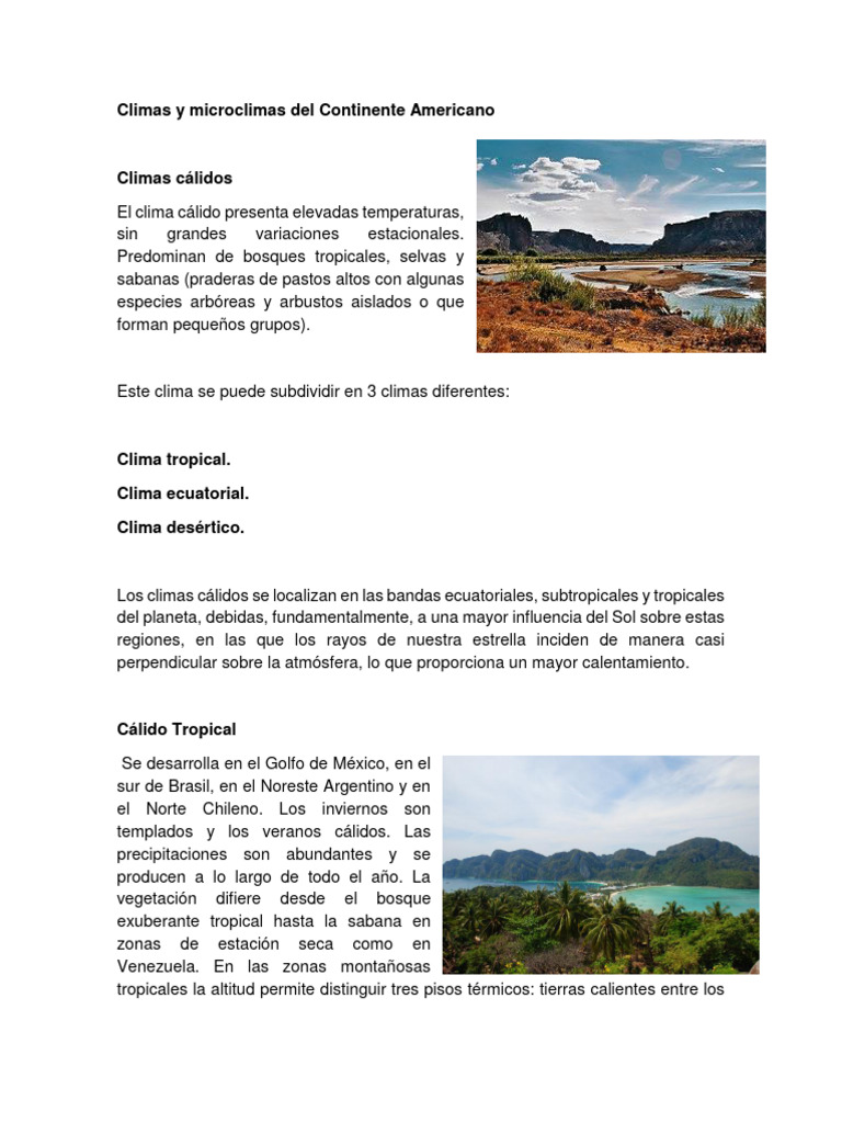 Climas y Microclimas Del Continente Americano | PDF | Clima | Desierto