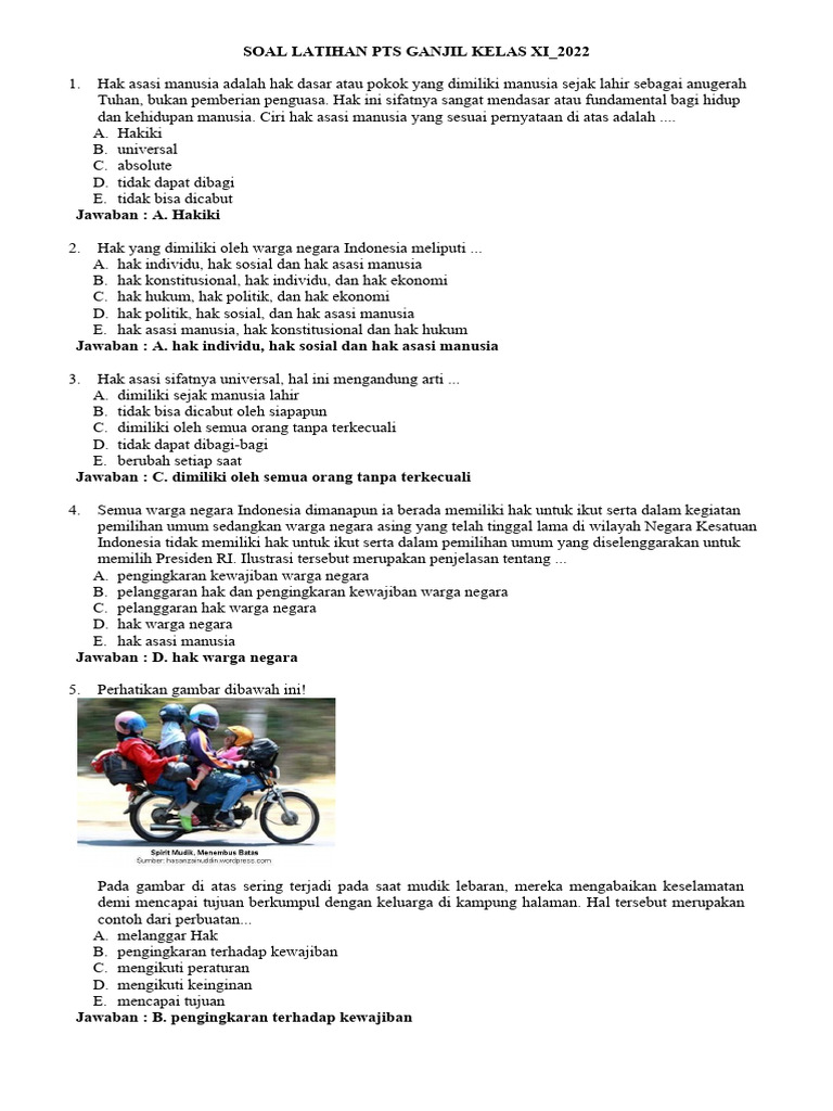 Soal PTS Ganjil Kelas XI 2022 | PDF