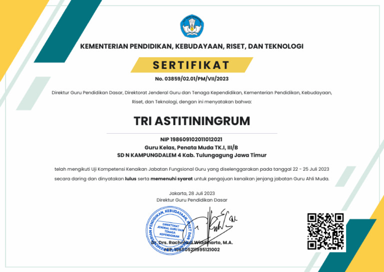 Sertifikat Uji Kompetensi - 198609102011012021 | PDF