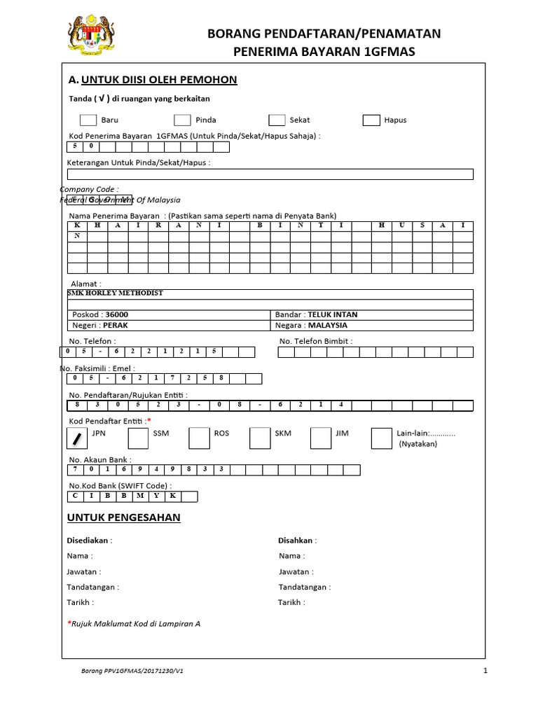 Borang Penukaran Akaun Bank | PDF