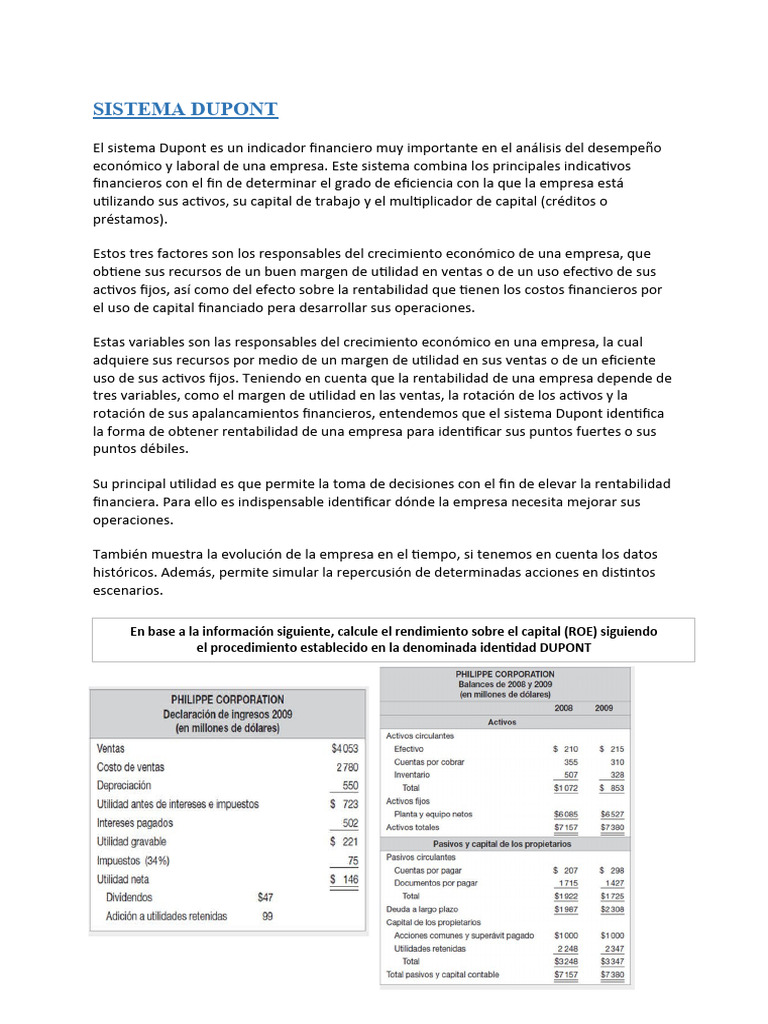 Sistema Dupont | PDF | Rentabilidad sobre recursos propios | Economias