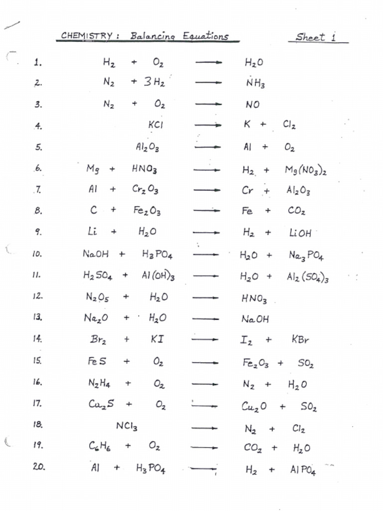 02 - Balancing Equations 2 Extra Practice | PDF