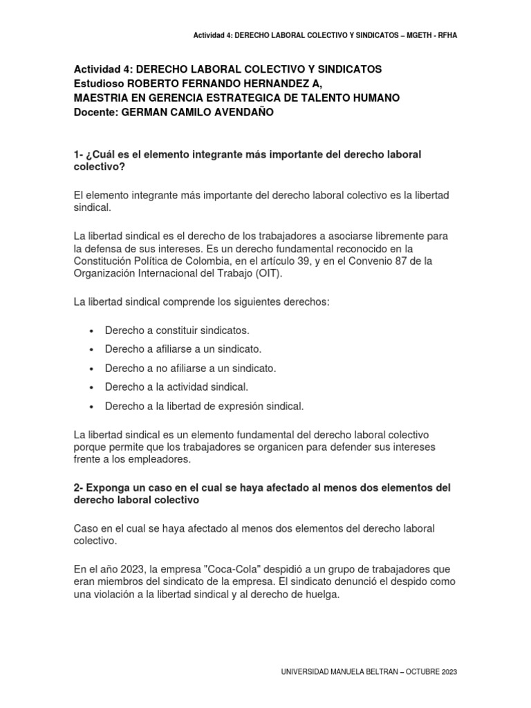 Elementos Derecho Laboral | PDF | Sindicato | Derecho laboral
