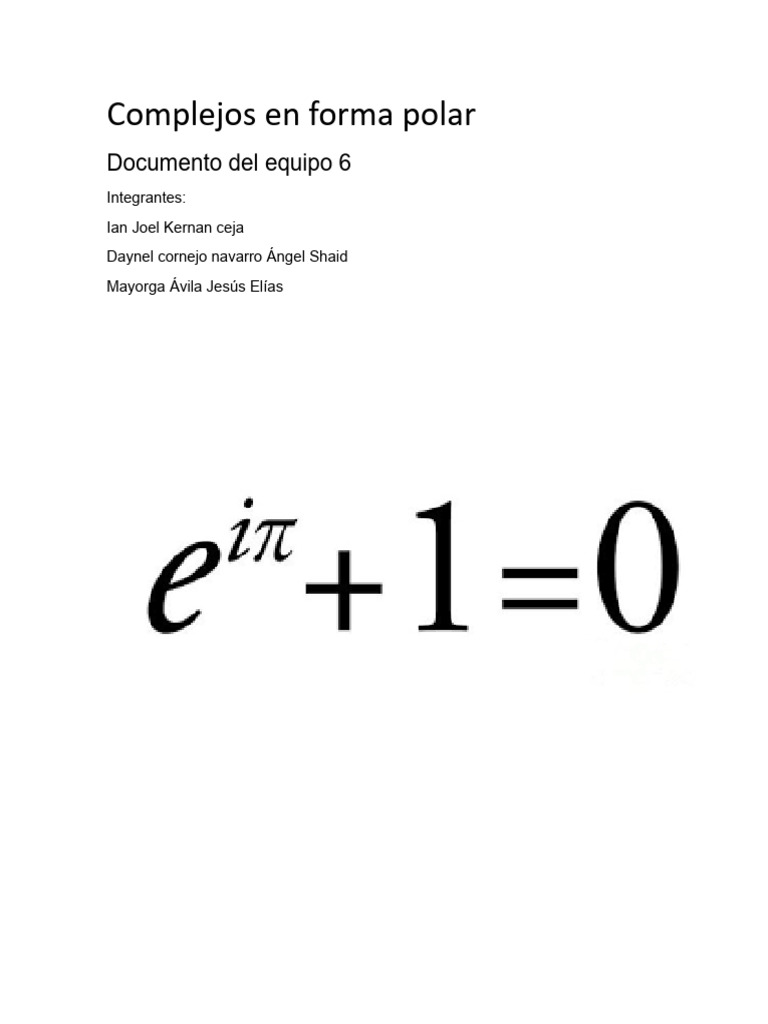 Complejos en Forma Polar[1] | PDF | Número complejo | Sistema coordinado