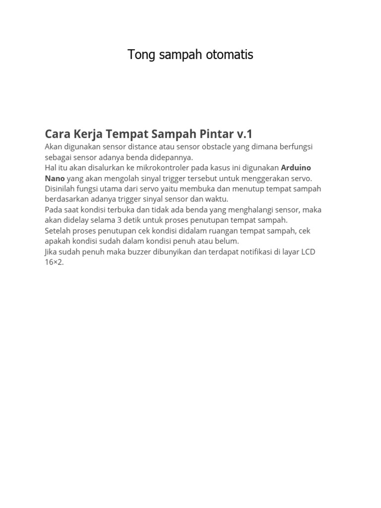 Tong Sampah Otomatis | PDF Tong Sampah Otomatis | PDF