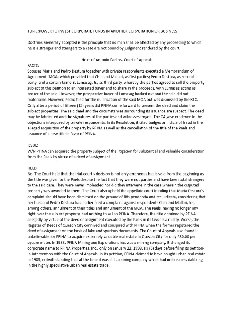 Heirs of Antonio Pael vs. Court of Appeals DIGEST | PDF | Deed | Justice