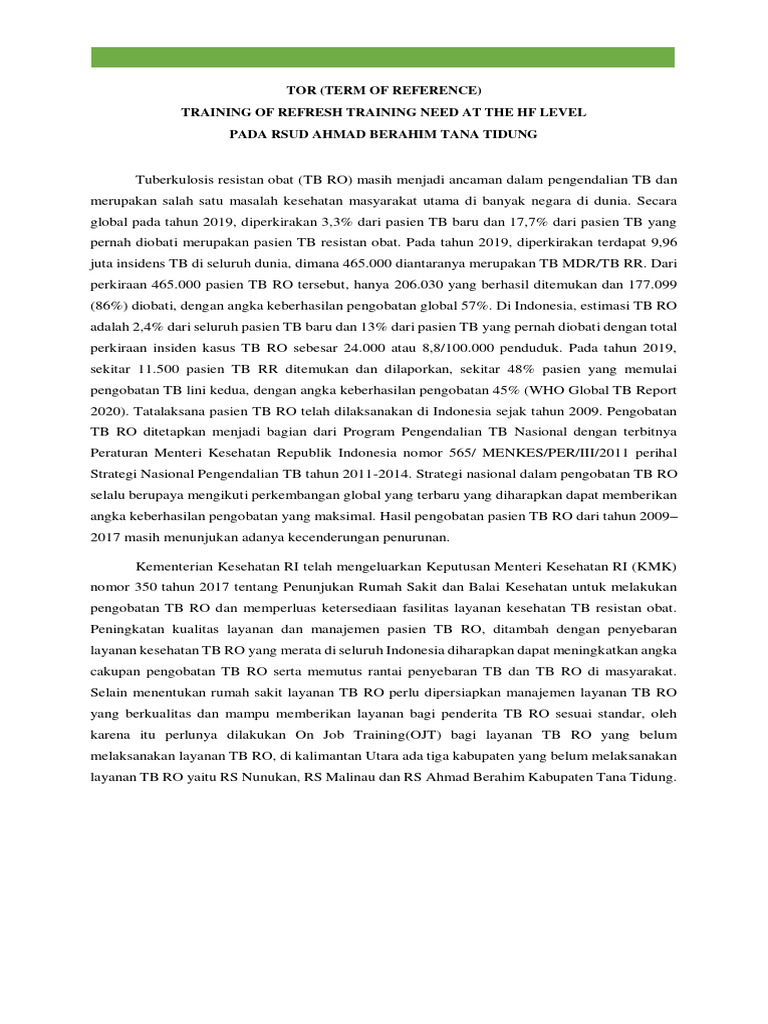 Kerangka Acuan Ojt TB Ro KTT | PDF | Pengembangan Diri | Sains & Matematika