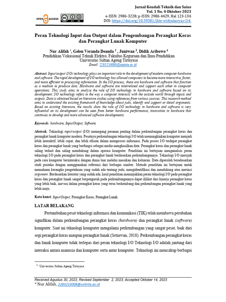 Peran Teknologi Input Dan Output Dalam Pengembangan Perangkat Keras Dan ...
