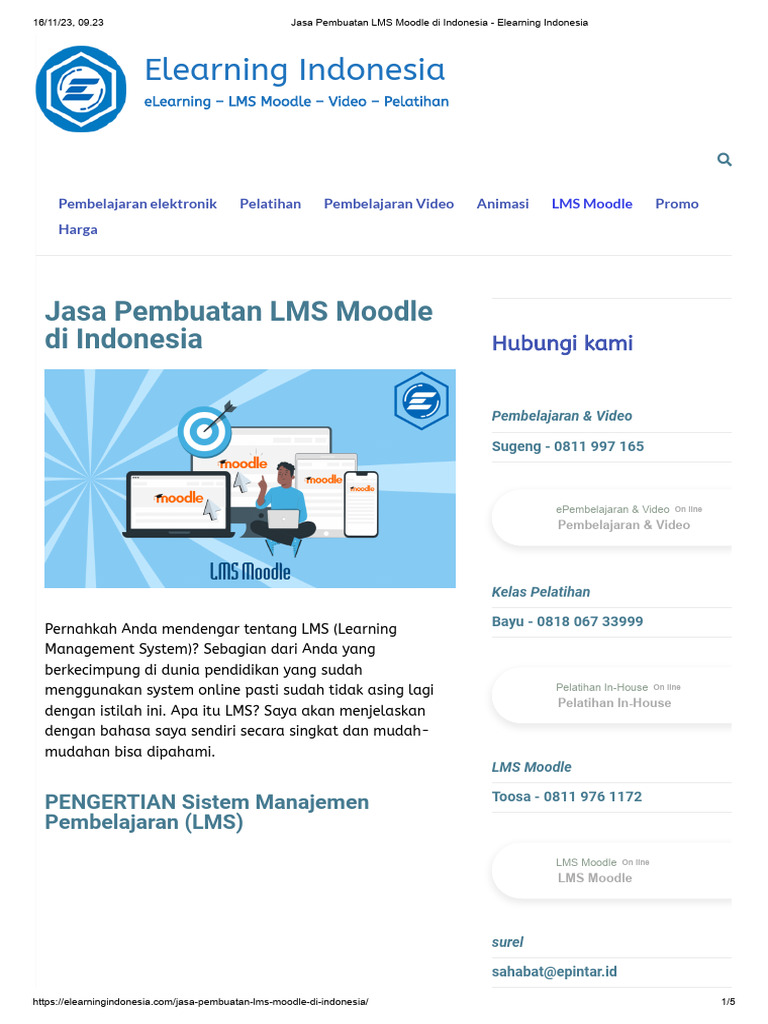Jasa Pembuatan LMS Moodle Di Indonesia - Elearning Indonesia | PDF
