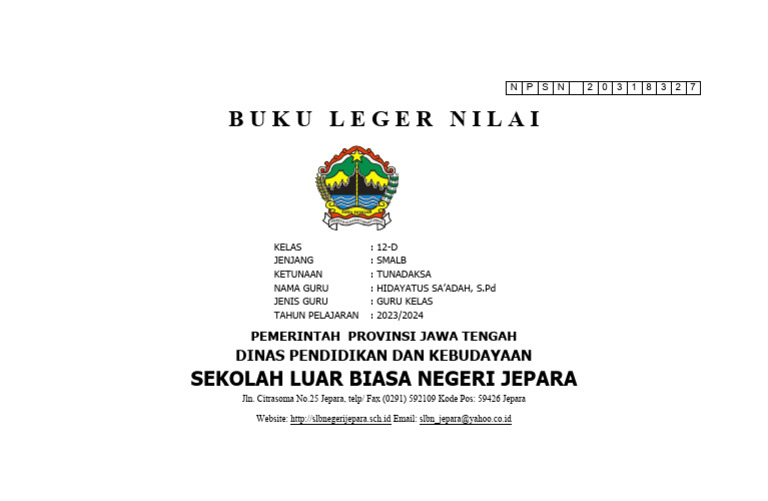 Cover Leger Nilai | PDF