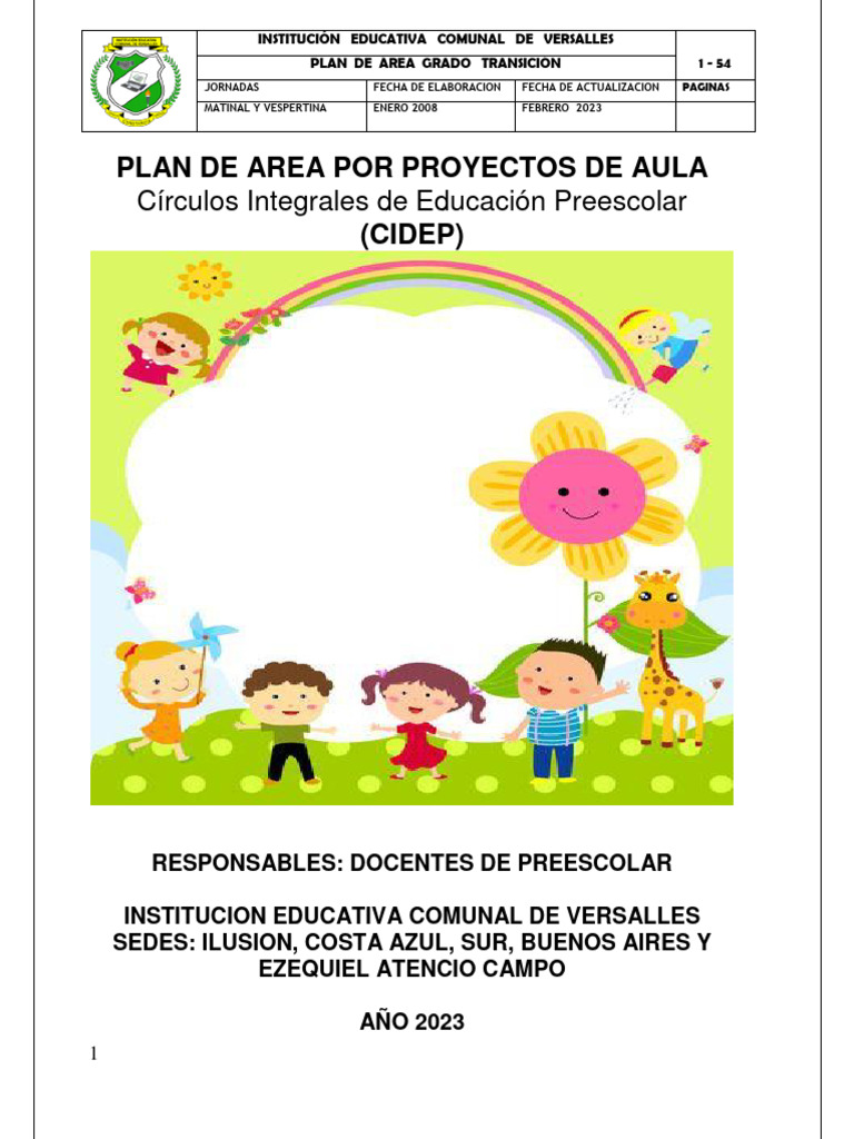 Plan de Area Transicion | Descargar gratis PDF | Educación de la ...