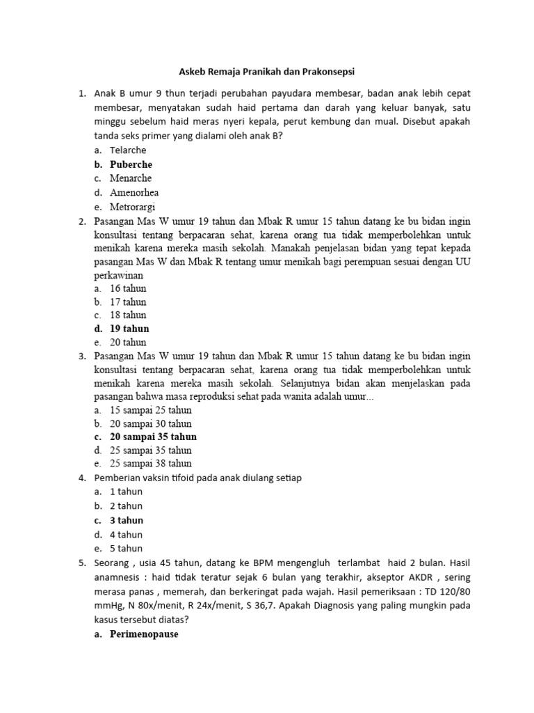 Panduan Askeb Remaja Pranikah | PDF | Kesehatan Holistik