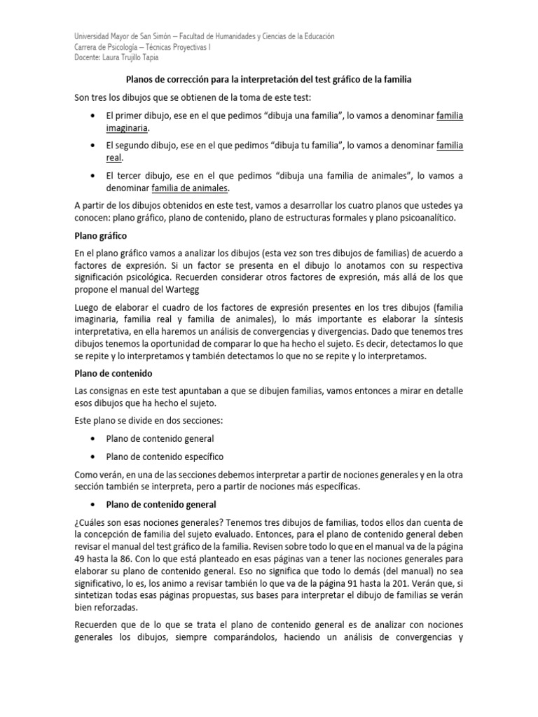 Planos de Corrección para La Interpretación Del Test Gráfico de La ...