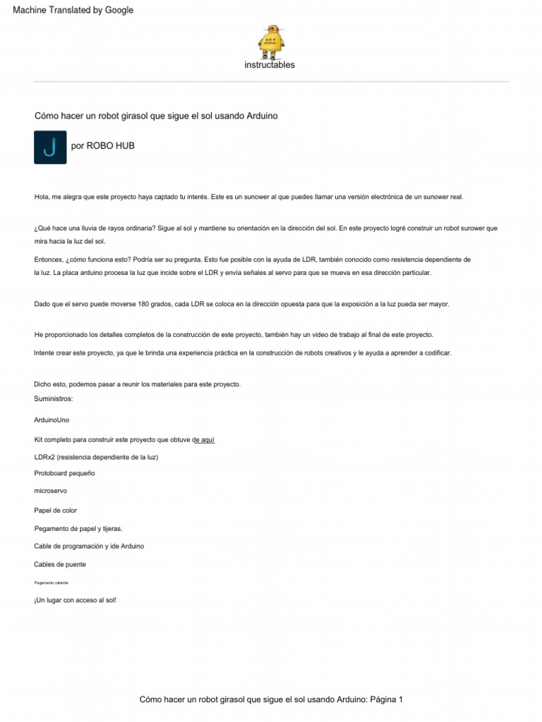How To Make Sun Tracking Sunflower Robot Using Ard | PDF | Arduino ...