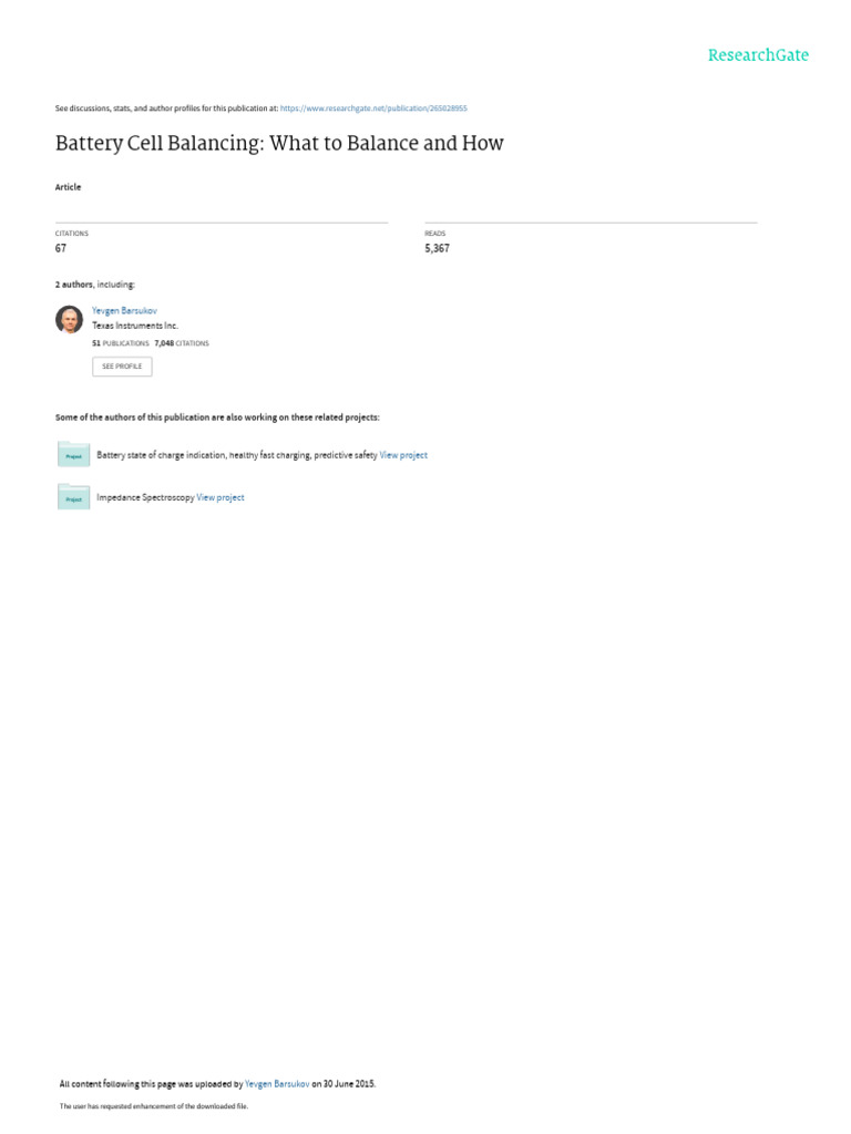 Battery Cell Balancing What to Balance and How | PDF | Lithium Ion ...